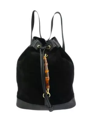 Gucci 1990s Bamboo Suede Backpack - Black