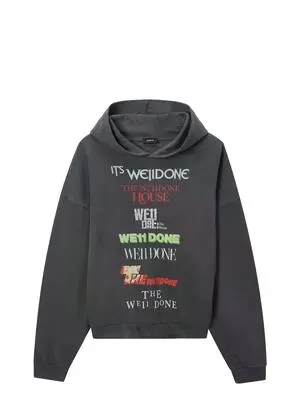 We11Done Hooded Graphic Print Sweatshirt - Grey