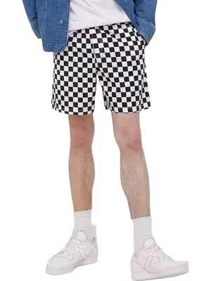VANS Checkered Drawstring Shorts - Black