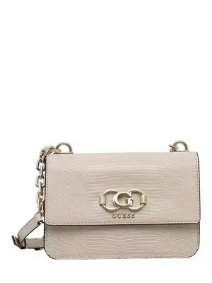 Guess Embossed Crossbody Bag With Chain Strap - Neutrals