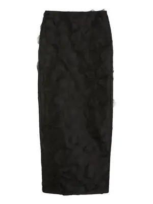 Max Mara Silk Jacquard Midi Skirt - Black