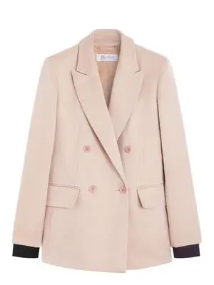 Max Mara Oversized Blazer In Organza And Linen Canvas - Camel