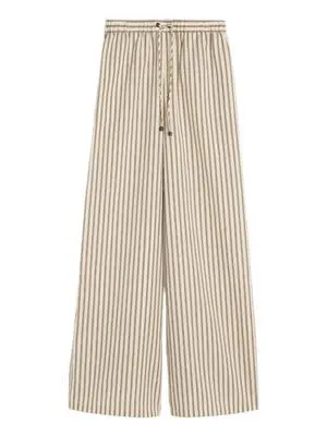 Max Mara Striped Wide-leg Cotton And Silk Trousers - Beige