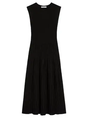 Max Mara Viscose Crêpe Yarn Fit & Flare Midi Dress - Black