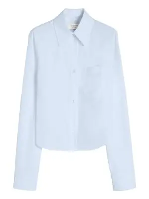 Max Mara Cotton Cropped Shirt With Pleated Back - Light Blue
