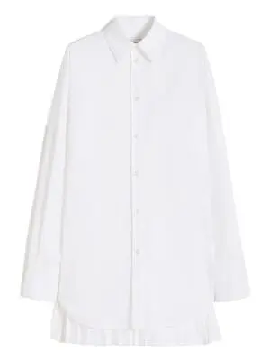 Max Mara Cotton-blend Overshirt With Pleated Detail - Optical White
