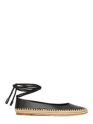 Max Mara Nappa And Raffia Ballerinas - Black