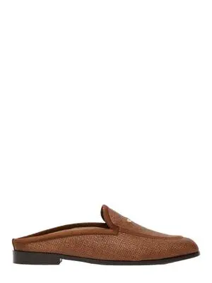 Max Mara Raffia-effect Canvas Mules - Amber Brown