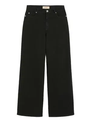 Max Mara Cotton Drill Wide-leg Trousers - Black