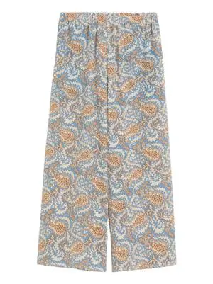 Max Mara Printed Crêpe De Chine Trousers - Light Blue