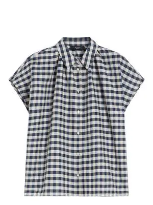 Max Mara Cotton And Ramie Batavia Shirt - Navy