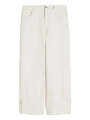 Max Mara Cotton Bull Trousers With Turn-ups - Ecru