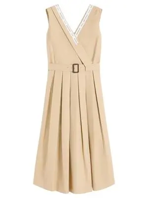Max Mara Water-repellent Gabardine Midi Dress - Beige