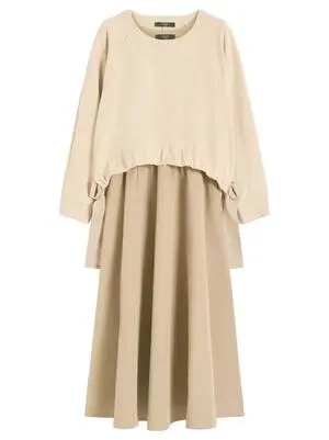 Max Mara Technical Fabric And Cotton Dress - Hazelnut Brown