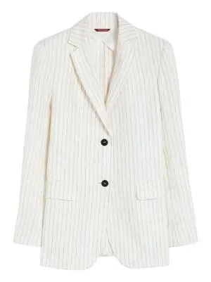 Max Mara Pinstripe Linen Blazer - Natural