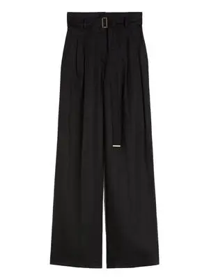 Max Mara Linen Canvas Wide-leg Trousers - Black