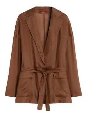 Max Mara Ramie Canvas Wrap Jacket - Clay