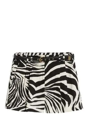 Max Mara Printed Cotton And Linen Shorts - Black