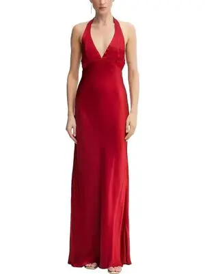 Bardot Magdalene Halter Neck Maxi Dress - Red