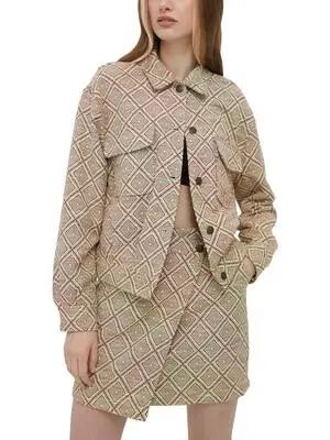 SAMSOE SAMSOE Patterned Buttoned Jacket - Brown