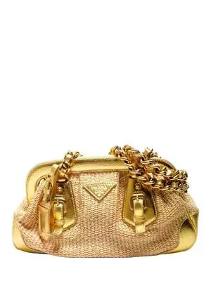 PRADA 2000-2010 Raffia Chain Shoulder Bag