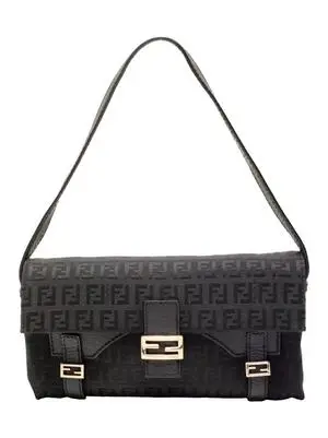 Fendi 2000-2020 Zuccca Shoulder Bag - Black