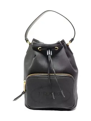 Prada 2010s Logo-detail Bucket Bag - Black