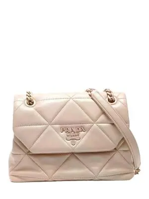 Prada 2020s Quilted Chain Shoulder Bag - Neutrals
