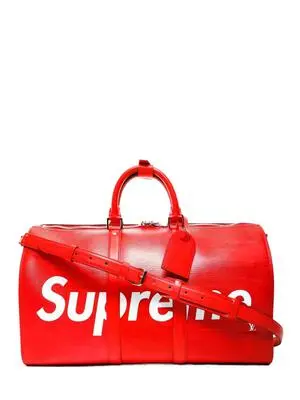 LOUIS VUITTON 2017 X Supreme Leather Duffle Bag - Red
