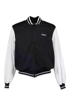 SAINT MXXXXXX Rib-knit Baseball Jacket - Black