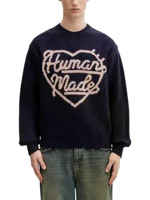 HUMAN MADE Heart Intarsia Crewneck Jumper - Blue