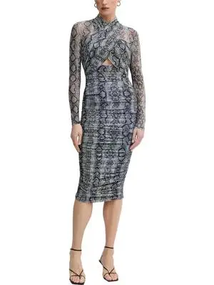 Bardot Aliyah Cutout Snake Print Dress - Grey