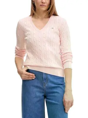 Gant Cable-knit V-neck Knitwear - Pink