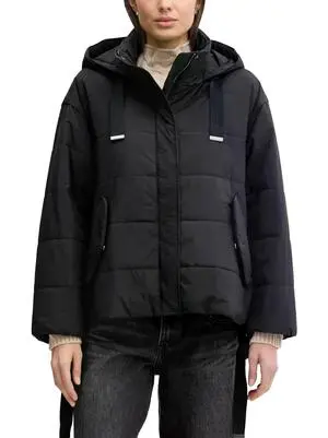 Sisley Hooded Quilted Jacket - Black
