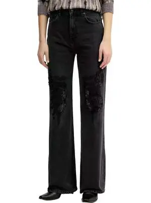 Sisley Five-pocket Embellished Jeans - Black