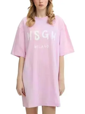 MSGM Logo-detail Mini Dress - Pink