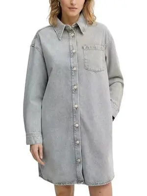 Marc O'polo Button-up Mini Shirt Dress - Grey