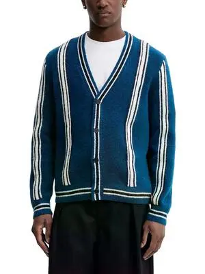 Marc O'polo Striped V-neck Cardigan - Blue