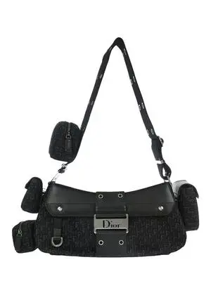 Dior 2002 Trotter Canvas Shoulder Bag - Black