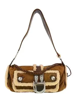 Dior 2005 Shearling Flight Handbag - Brown