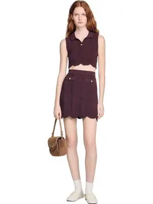 Sandro Knit Mini Skirt - Brown