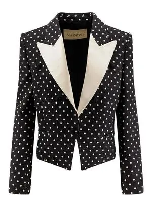 Valentino Garavani Polka Dot Viscose Blazer - Black