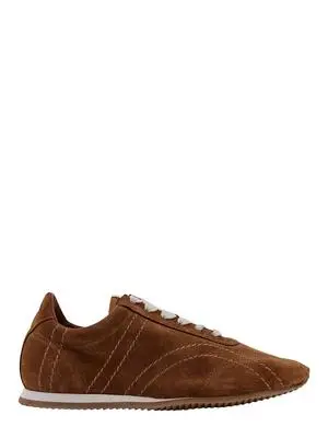 TOTEME Leather Sneakers With Stitching Detail - Brown