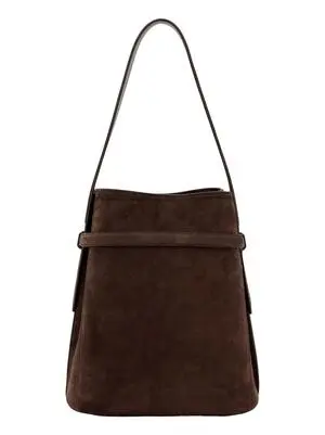 TOTEME Suede Shoulder Bag With Metal Detail - Brown