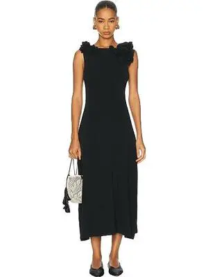 Altuzarra Woolfe Dress With 3d Floral Appliques - Black