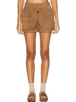 Monse Deconstructed Suede Shorts - Tan