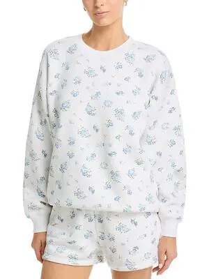 Vintage Havana Floral Print Crewneck Sweatshirt - White