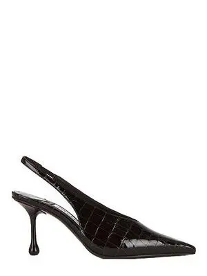 JIMMY CHOO Isa Shiny Croc Embossed Leather Slingback - Sambuco