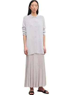 HOUSE OF DAGMAR Fluid Knit Button-up Shirt - Silver