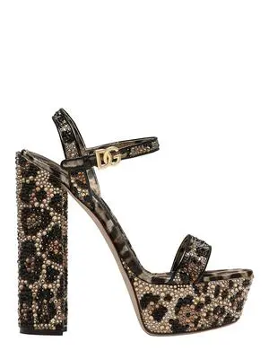 Dolce & Gabbana Leopard Print Satin Platform Sandals - Animal Print